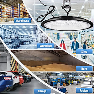 YANYCN 6 Pack 400W UFO Led High Bay Light Fixture,120v,5000K Daylight Commercial Shop Bay Lighting,61000LM,[1750W MH/HPS Equiv.] US Plug Area Lighting for Warehouse/Barn/Gym/Factory/Workshop/Garage