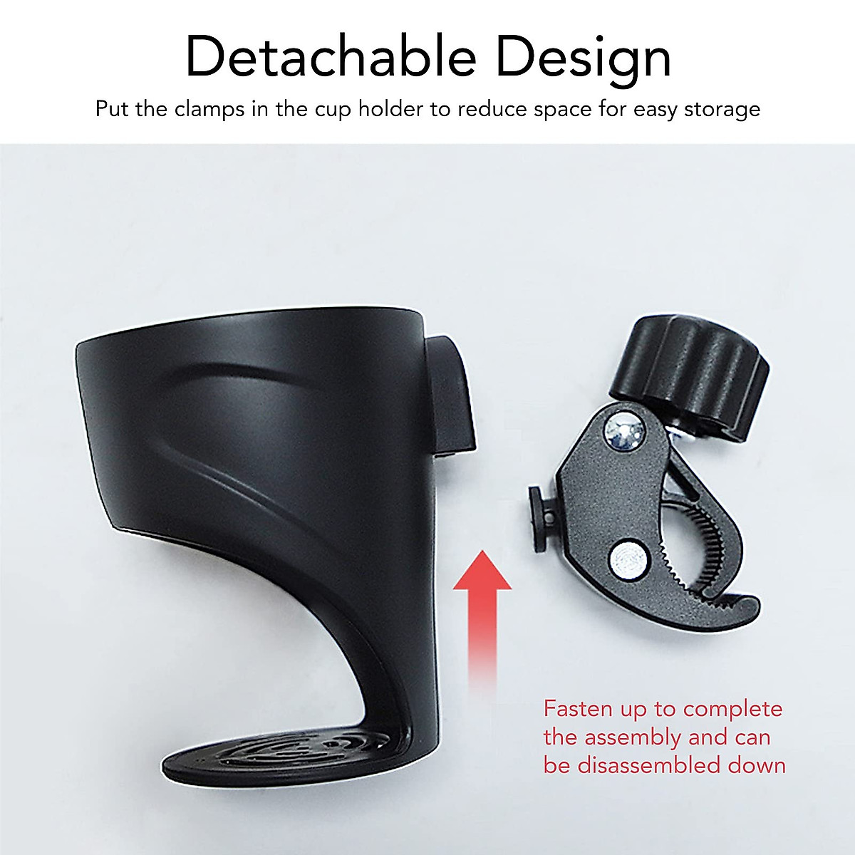 Stroller Cup Holder, Universal Wheelchair Cup Holder, Bike Cup Holder with Adjustable Clip, Baby Bottle Holder for Walkers Scooters