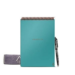 Rocketbook Flip Smart Reusable Executive Size Notepad, 6" x 8-4/5", 1 Subject, Dot-Grid and Line Ruled, 18 Sheets, Teal