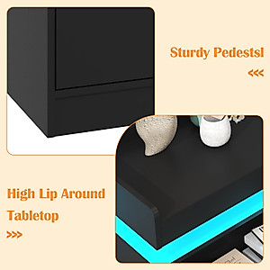 jiteentarou 9 Drawer Dresser with Charging Station and LED Lights, Modern Chest of Drawers with Power Outlet, Organizer Cabinet for Bedroom, Living Room, Entryway, Black