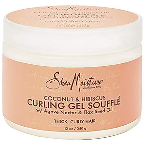 SheaMoisture Curling Gel Souffle for Thick, Curly Hair Coconut , Hibiscus to Moisturize and Protect Hair 12 oz