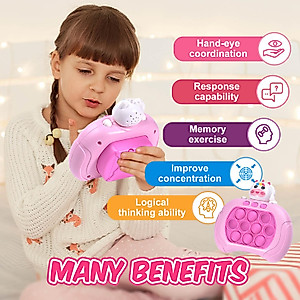 TeaRoo Quick Push Pop Game It Fidget Toys Pro for Kids Adults, Handheld Game Fast Puzzle Game Machine, Push Bubble Stress Toy, Relief Party Favors, Birthday Gifts for Boys and Girls (Pink)