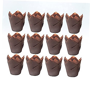 HEMOTON 150pcs Pink Tulips Mini Paper Cups Brown Wrapping Paper Butterfly Cupcake Liners Cookie Liners Muffin Tins Camouflage Pudding Cake Stand Bracket Coffee Mini Cake Boxes