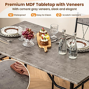 GOFLAME 5-Piece Dining Table Set for 4, Modern Kitchen Table and 4 Chairs Set with Metal Frame, Space-Saving Dinette Set for Dining Room, Living Room, Breakfast Nook, Small Space, Grey