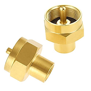 ANPTGHT 1LB Propane Gas Bottle Refill Adapter with 1/4" Female NPT Thread 1-lb Tank Brass Fitting Grill Stove Connector, Pack of 2