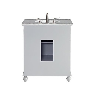 Elegant Kitchen and Bath 30 inch Single Bathroom Vanity Cabinet Set with Granite Countertop - Light Grey