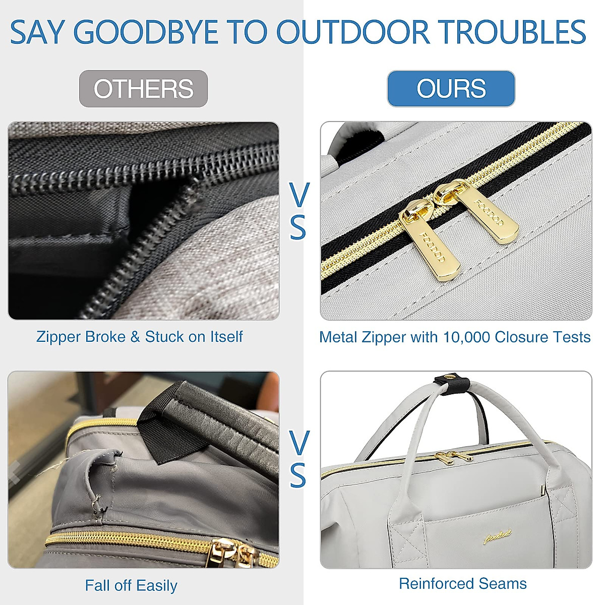 Focdod Women Laptop Bags Teacher Backpack: 15.6 Inch Nurse Backpack with USB Port Work Bag Anti-theft Travel Daypack Stylish Computer Bookbag Waterproof for School Business Woman(Light Grey)