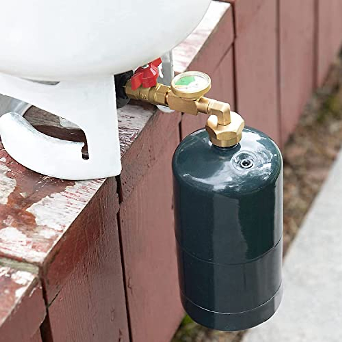 PRIZOM Propane Refill Adapter with Valve and Gauge, Fill 1 Lb Bottles From 20 Lb Tank, 90-Degree Elbow Design, Easy To Use