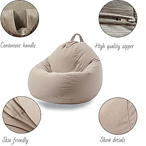 ENBAOHUI 3 Ft Bean Bag Chair Cover (No Filler) Stuffed Animal Storage Bean Bag Cover for Pets Dogs/Cats Bed Corduroy Stuffed for Organizing Plush Toys