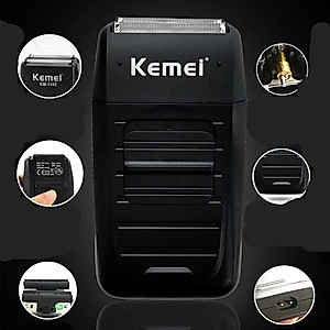 kemei Men's Reciprocating Cordless Razor Razor Electric Rechargeable Razor Precision Beard Sideburn Trimmer Razors Twin Blade Multifunction Grooming Razor