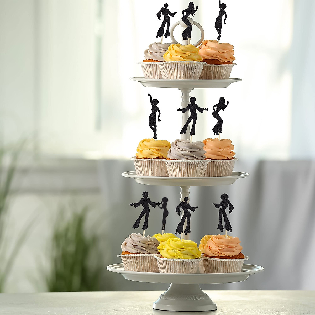 Gyufise 24Pcs 70's Disco Dancing Cupcake Topper 70's Disco Cake Decorations Disco Cupcake Picks for Disco Ball Music Theme Party Birthday Party Wedding Party Decorations