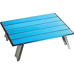 TREKOLOGY Small Portable Table for Beach, Aluminum Beach Side Table, Beach Tables for Sand Foldable, Folding Beach Table, Portable Beach Table, Beach Accessories for Vacation