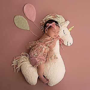 Newborn Photography Props Posing Pillow Plush Unicorn Pony Horse Pillow Newborn Photo Prop for Photoshoot Newborn Baby Infant Photoshoot Prop Animal Pillow Baby Photo Props Decro Pillow(White Unicorn)