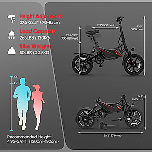 PEXMOR Electric Bike for Adults, 350W Motor (Peak 500W) Folding Ebike | Full Suspension | 36V 6AH Battery, 14" Foldable Commuter City Electric Bicycle for Adults/Teens, Complies to UL2849