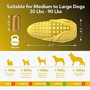 HICC PULE Indestructible Dog Toy for Aggressive Chewers, Squeaky Tough Dog Chew Toys with Bacon Flavor, Durable Dog Teeth Cleaning Toy for Medium Large Breeds, Keep Dog Busy (Yellow)