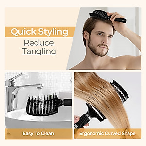 Voremy Magical Brush Detangler, HIPPIH Styling Massage Hair Brush for Curly Hair, Vormey Ultra Detangler brush for Women, Man & Kids, Hairbrush Can Adds Shine & Smooth for Thick Hair (Black)