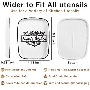 Hvukeke Ceramic Spoon Rest for Kitchen Stove Top Counter, Funny Nana's Kitchen White Spoon Holders for Chef, NaNa, Grandma, Grandmother Cute Kitchen Gift