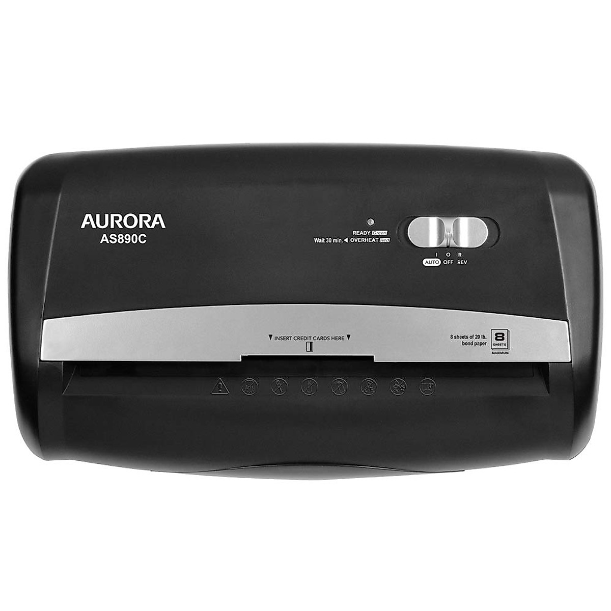 Aurora AS890C 8-Sheet Cross-Cut Paper/Credit Card Shredder with Basket