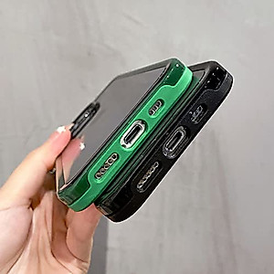 Clear Designed for iPhone 13 Pro Max Case, Cute Women Girly Shockproof Military Grade Protective Hard Back Case with Airbag Soft TPU Edge, Slim Protection Bumper Cover for Girls Men (Black)