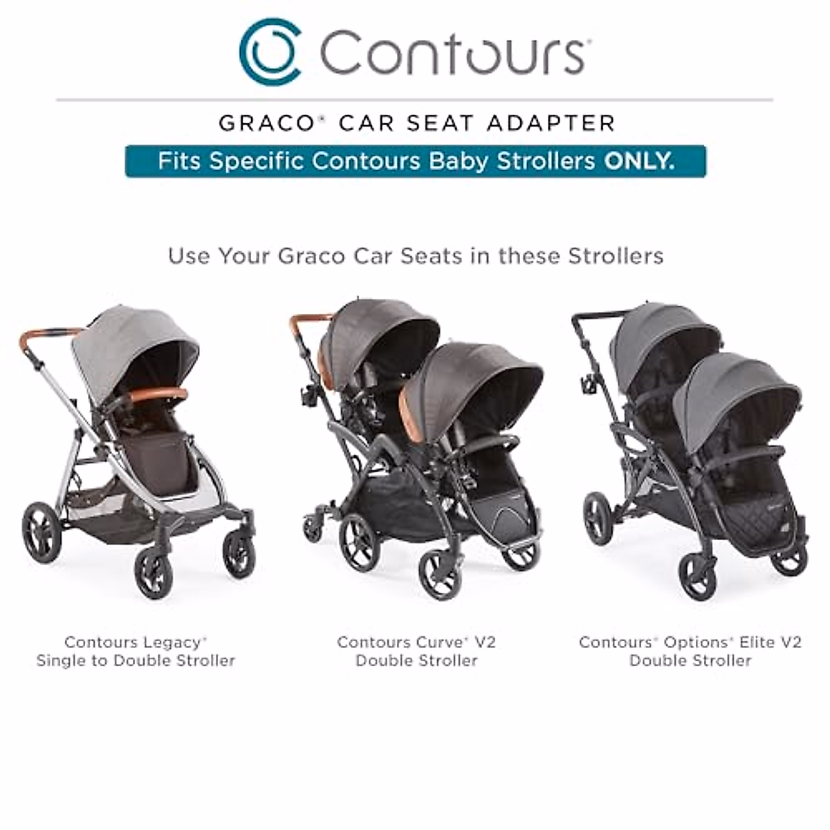 Contours Infant Car Seat Adapter for Contours Strollers, Fits Graco Infant Car Seats into Select Contours Baby Strollers