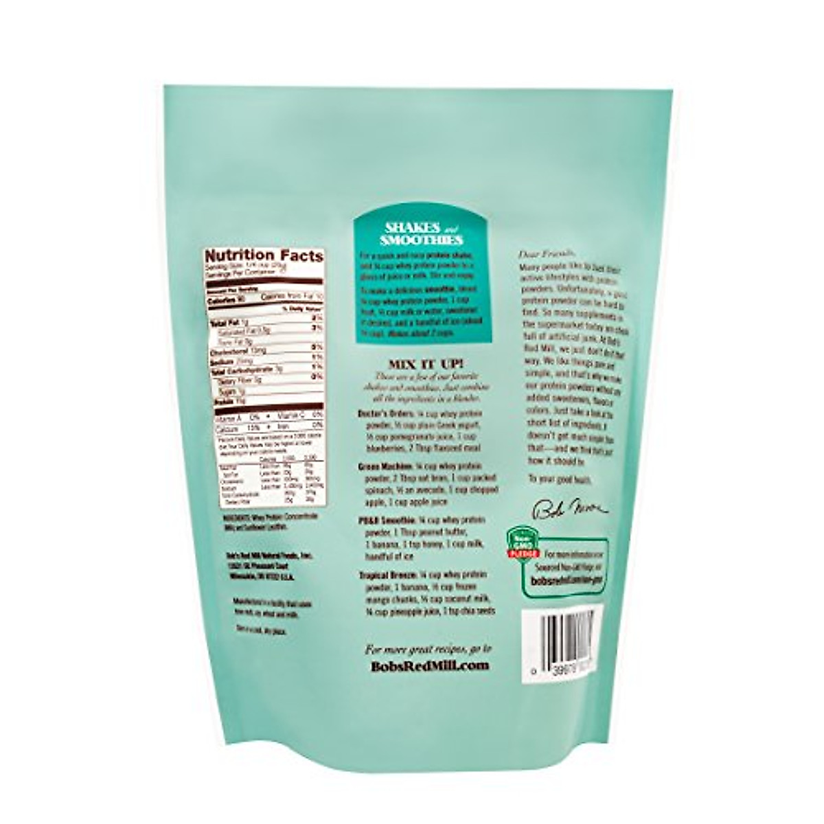 Bob's Red Mill Whey Protein Powder 12ounce Package May Vary, Red, unflavored, 12 Ounce (Pack of 2)