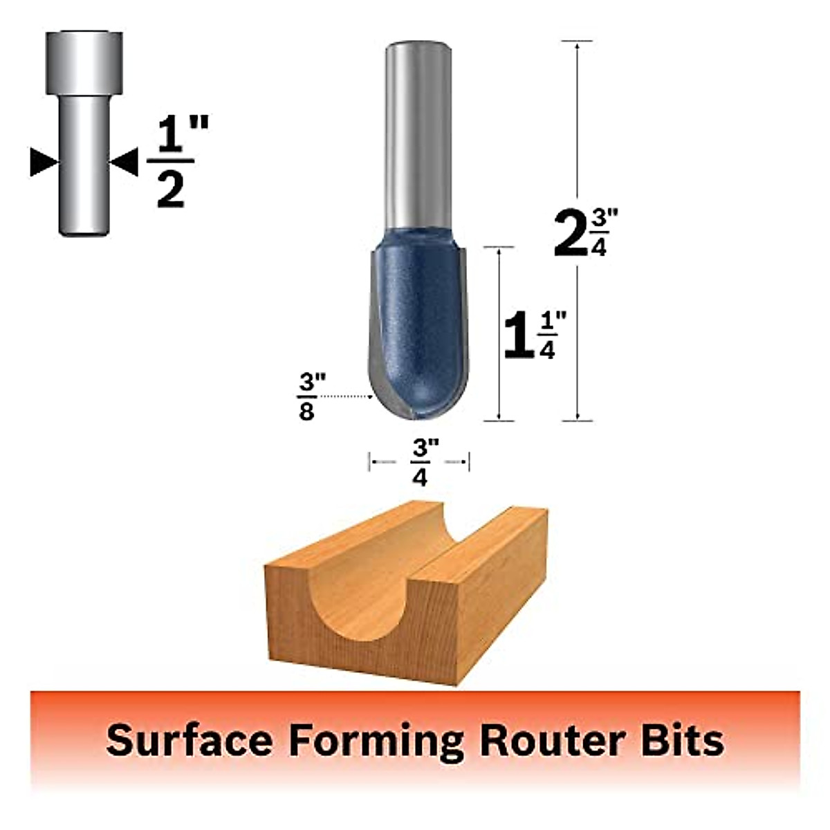 BOSCH 85450M 3/8 In. x 3/4 In. Carbide Tipped Extended Round Nose Bit
