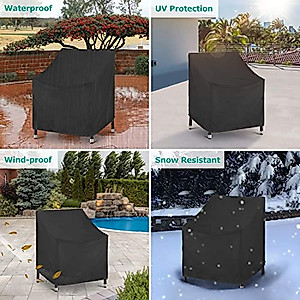 SunPatio Outdoor Chair Covers 2 Pack, Waterproof Patio Deep Seated Lounge Chair Covers, Durable FadeStop Patio Furniture Covers with Air Vent and Drawstring for All Weather, 27" W x 34" D x 32" H