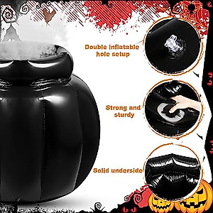 Lallisa 33 x 27 Inch Giant Inflatable Halloween Cauldron Drink Cooler Large Inflatable Coin Pot for Novelty Beverage Holders Candy Cauldron Kettles Witch's Cauldron Party Decoration