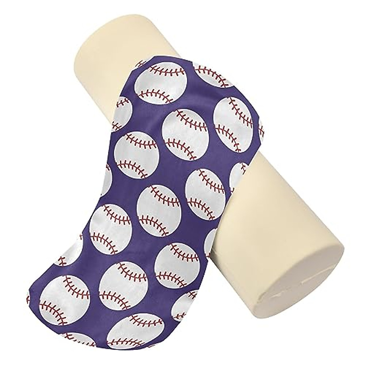 Vnurnrn Sports Baseball Neck Support Pillow Round Neck Roll Bolster Cylinder Pillow Cervical Pillows Back Pillow for Leg Knee Back Head Support for Gifts Camp Study Work