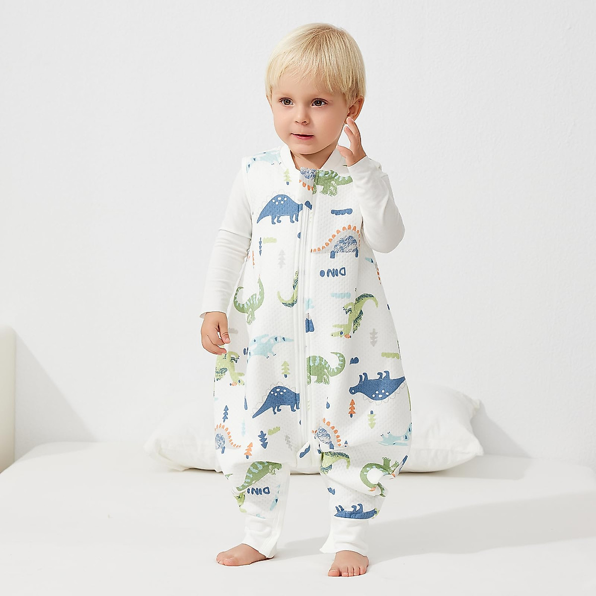 Duomiaomiao 1.0 TOG Super Breathable Toddler Sleep Sack 24-36 Months 100% Cotton Four Season Sleep Sack with Feet, Quilted Comfy Toddler Wearable Blanket