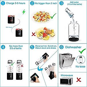 PopBabies Portable Blender, Personal Blender for Shakes and Smoothies with rechargeable USB blender cup, Black