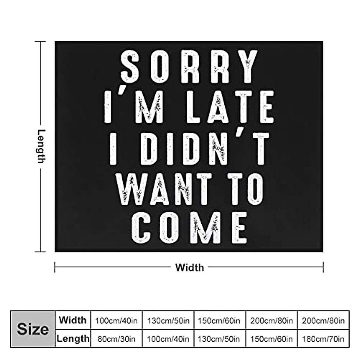 Sorry I'm Late I Didn't Want to Come Flannel Fleece Throw Blanket Soft Warm Lightweight Fuzzy Plush Blankets for Bed Couch Sofa 50"x60"