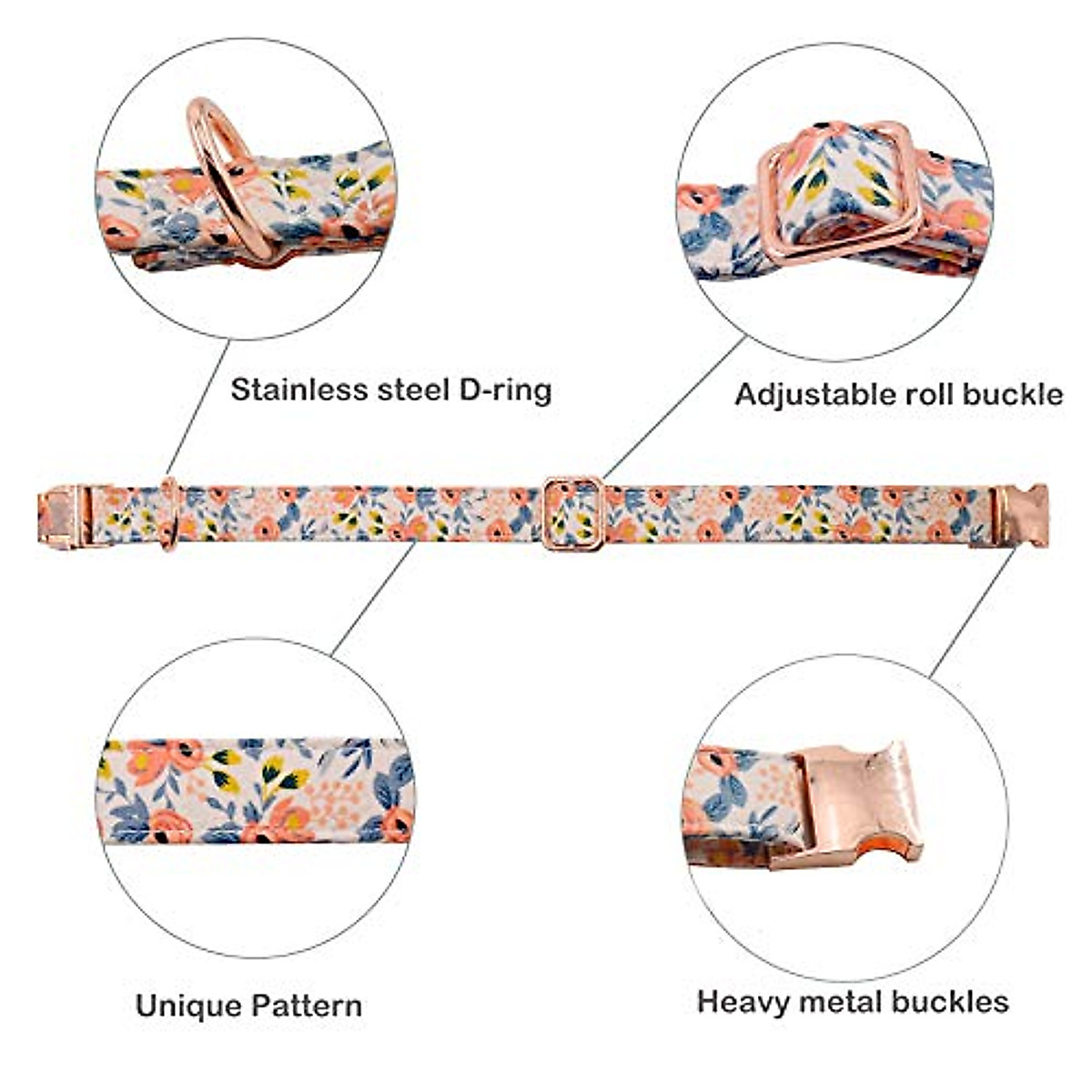 Metal Buckle Dog Collar, Durable Adjustable Dog Collar Soft for Small Medium Large Dogs (S(10-14in), Flower3)