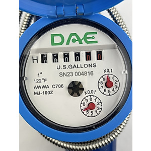DAE MJ-100z 1" Encoded Water Meter with RS485 Communication, IP68, NPT Couplings, Gallons
