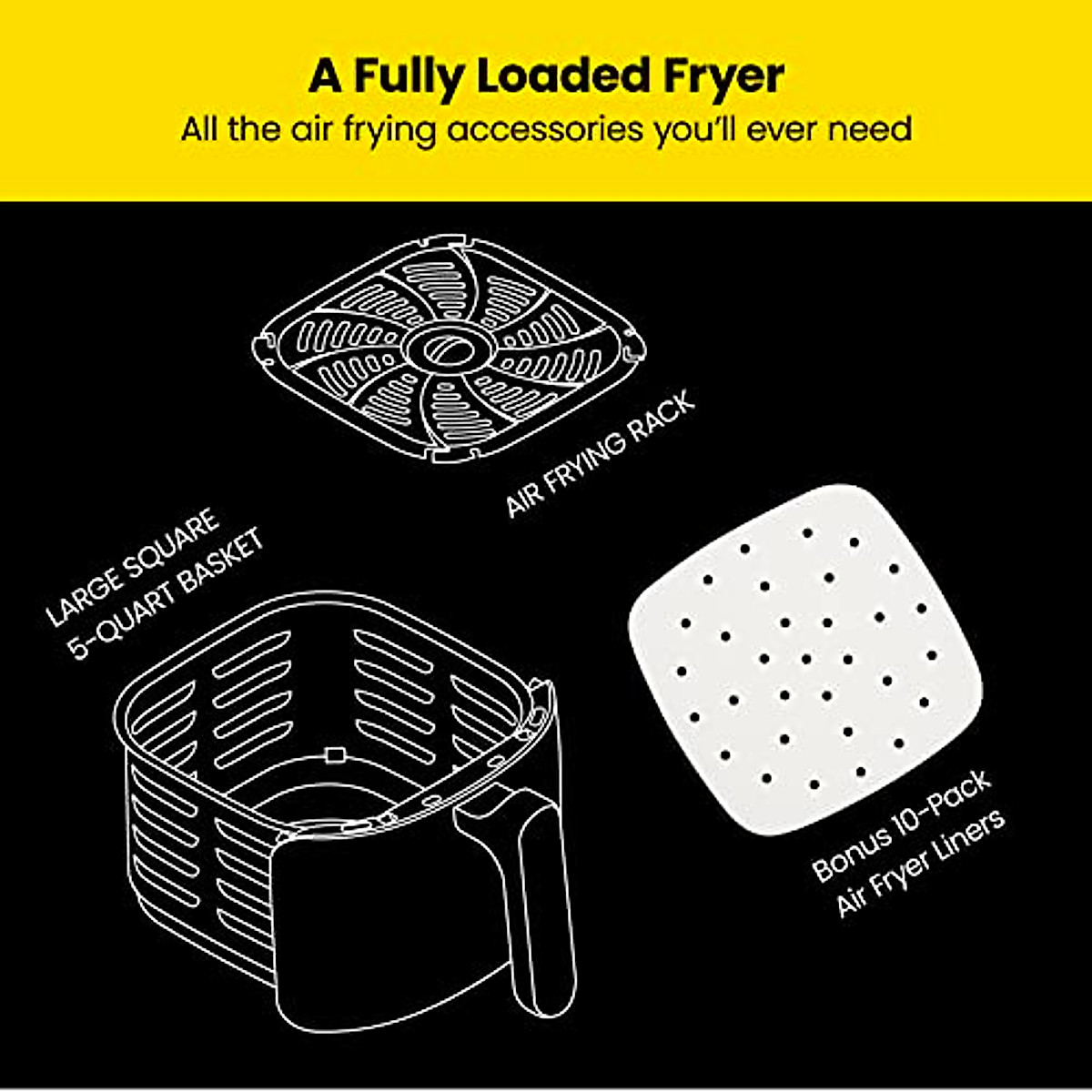 Chefman TurboFry 8-Quart Air Fryer, Integrated 60-Minute Timer for Healthy Cooking, Cook with 80% Less Oil, Adjustable Temperature Control, Nonstick Dishwasher-Safe Basket and Tray, Black
