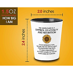 FLairy Land Daily Affirmation Shot Glass 1.5oz - Sunflower Adoration - Funny Gift For Reminder Coworker Friendship Graduation Birthday Encouragement Sunshine Woman