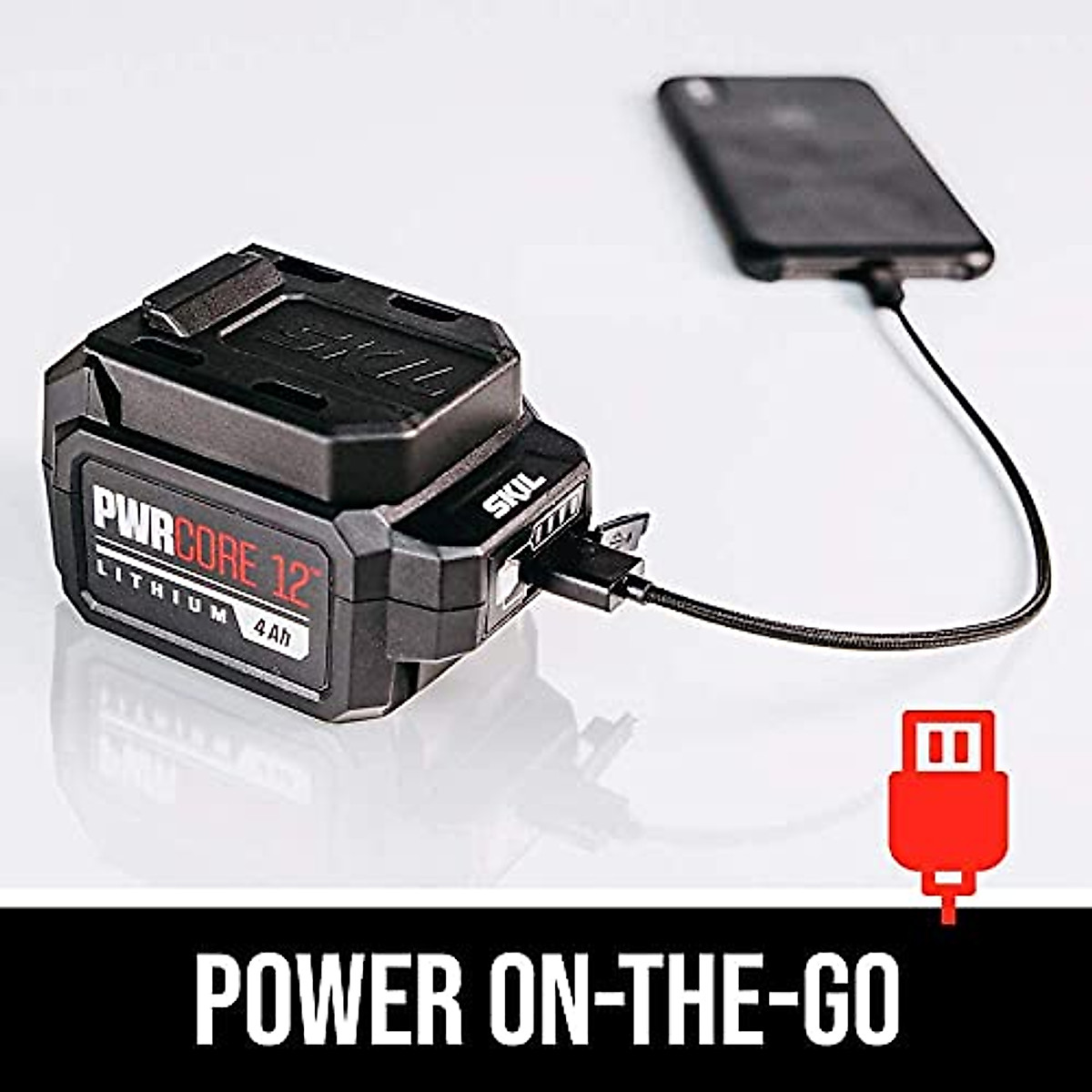 SKIL PWR CORE 12 Brushless 12V 1/4 Inch Hex Right Angle Impact Driver Includes 2.0Ah Lithium Battery and PWR JUMP Charger - RI574502