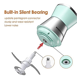 Electric Food Processor, REDMOND 8-cup Food Chopper with Garlic Peeler for Meat, Onion, Vegetable, 2L High Capacity Glass Bowl with 2 Speed, 350W Motor and 4-S Shape Stainless Steel Blades, Green