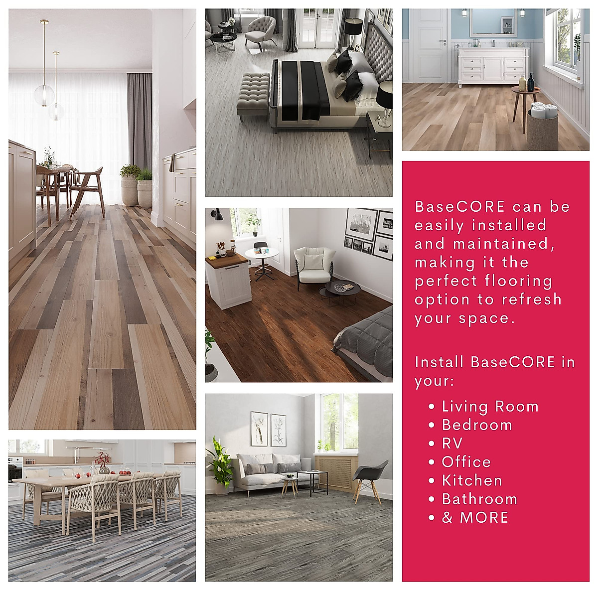 LUCiDA SURFACES Luxury Vinyl Flooring Tiles-Peel and Stick Floor Tile for DIY Installation-36 Wood-Look Planks-Greyscale-BaseCore-54 Sq. Feet