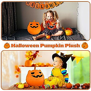 Desdfcer Halloween Stuffed Pumpkin, 8.5in Pumpkin Pillow, Fluffy Stuffed Pumpkin Doll Toy, Halloween Cat Plush, Halloween Stuffed Animal Cat Plushies, Halloween Plush Toys for Kids