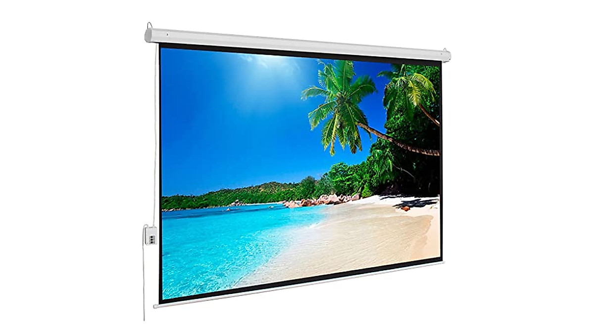 Motorized 100" Projector Screen with Remote | Auto-Locking & Portable