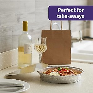 MATANA 9" inch Round Aluminum Pans with Lid (40 Pack) Freezer & Oven Safe Tin Foil Tray | Ideal for Pie, Cake, Baking, Cooking, Roasting, Reheating