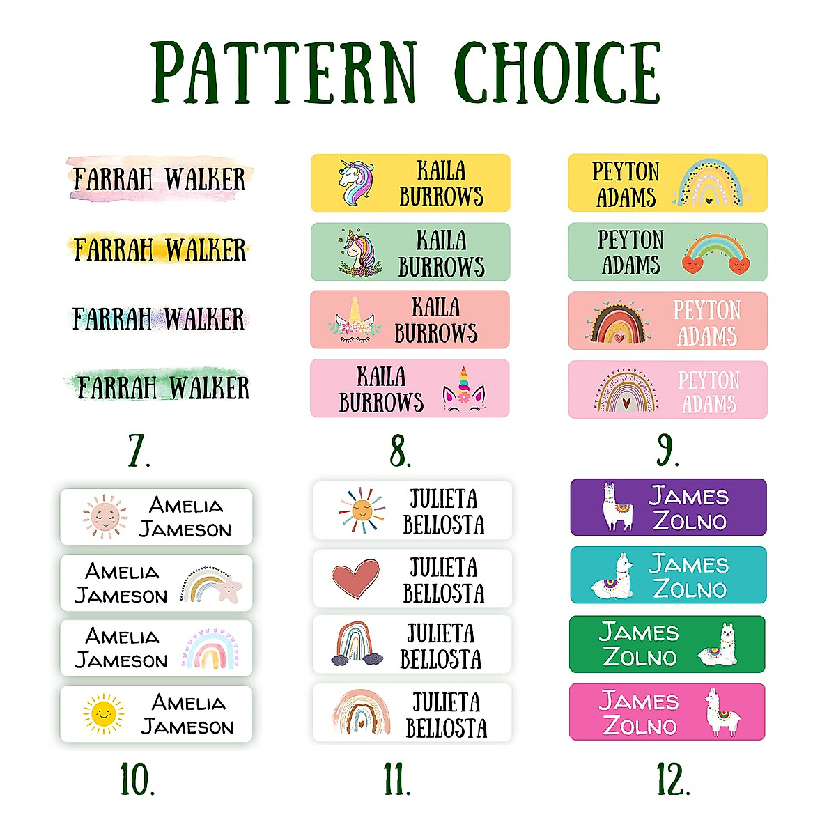 128 Custom Waterproof Dishwasher Safe Kid Name Labels for Daycare, School Supply, Baby Bottles, Lunch Boxes and Cups, Travel. Cute Personalized Design Name Stickers (Pattern 3)