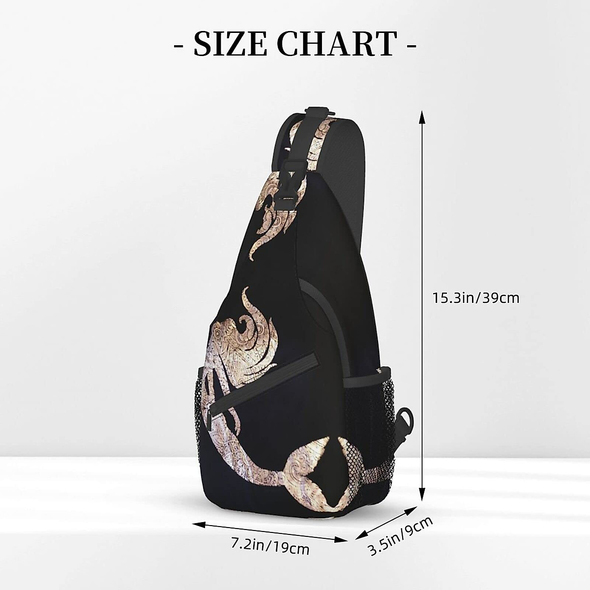 PSVOD Black Mermaid Crossbody Bag, Men'S And Women'S Sling Chest Cross Body Bag, Used For Leisure And Travel