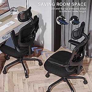 StayNow Ergonomic Office Desk Chair - Mesh Office Chair with Flip up Arms & Adjustable Back Height - Comfortable Computer Task Chairs with Lumbar Support for Small Spaces