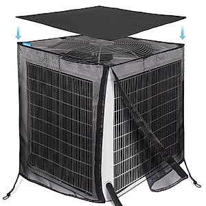 Joiish Air Conditioner Cover for Outside Units, 32'' x 32'' x 36" Full Mesh with 600D Detachable Waterproof Top, All Seasons Outdoor Central AC Protector Against Leaves, Weeds, Cottonwood and Debris