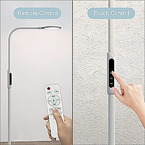 Syrinx 3 in 1 LED Floor Lamp, Desk Lamp, Clamp-on Lamp With Remote Control, 5 Brightness Levels & 5 Colors Temperatures, Dimmable, Adjustable Gooseneck Pole Lamp for Living Room Office Bedroom - White