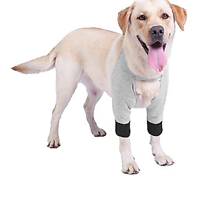 Adjustable Dog Elbow Protector Soft Breathable Stable Support for Injury, Front Legs Sleeve for Dog Recovery (S)