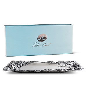 Arthur Court Metal Bread Serving Tray Grape Pattern Sand Casted in Aluminum with Artisan Quality Hand Polished Design Tarnish-Free 6 inch x 12 inch