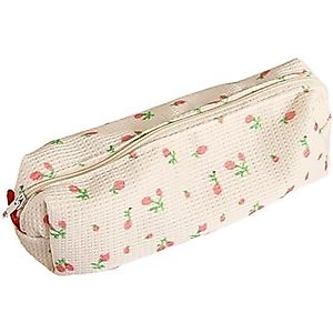 Jowxsx Pink Floral Styl Pencil Bag Women Pencil Case Pen Holder Coin Pouch Cute Simple Pen Bag Pen, Pencil and Marker Cases Stationery Organizer Multifunction Cosmetic Makeup Storage Bag